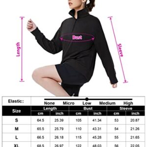 KOJOOIN Womens Long Sleeves 1/4 Zip Pullover Golf Polo Shirts Sports Athletic Shirts(Black L)