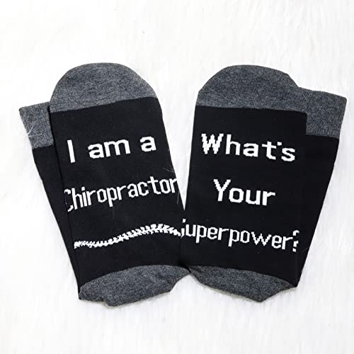 JNIAP Chiropractor Socks New Chiropractor Gifts Chiropractic Student Graduation Gifts 2 Pair Chiropractor Crew Socks for Men Novelty Socks(BLACK)