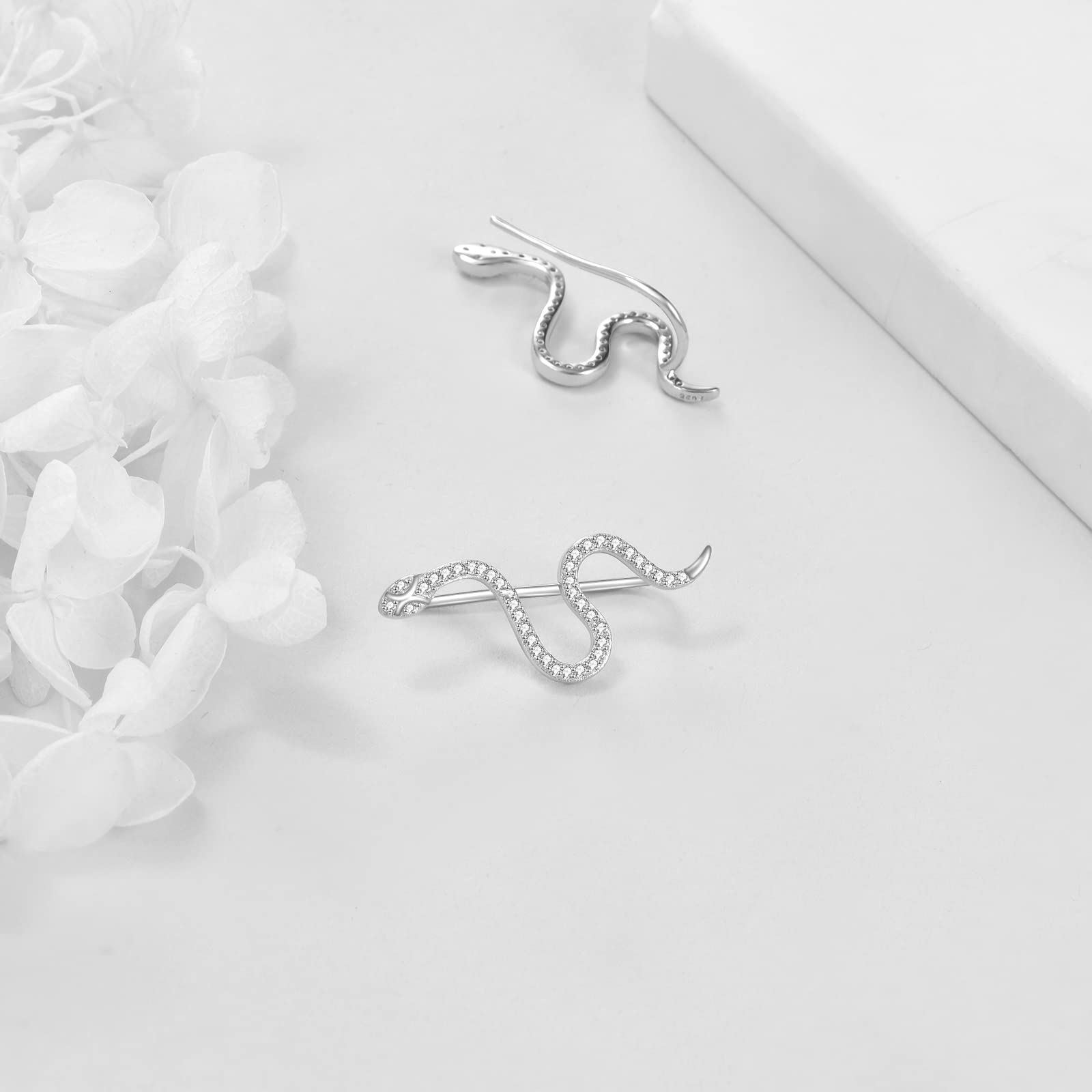 Snake Earrings 925 Sterling Silver Ear Crawler Climber Cuffs Earrings JewelryJewelry for Women