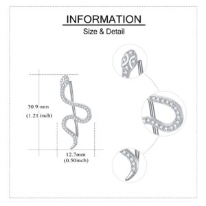 Snake Earrings 925 Sterling Silver Ear Crawler Climber Cuffs Earrings JewelryJewelry for Women