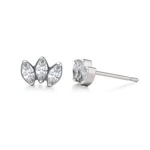 limerencia hypoallergenic g23 pure titanium earrings | crown cubic zirconia | f136 implant grade piercing studs| suitable for sensitive ears delicate jewelry (white)