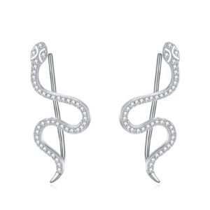 snake earrings 925 sterling silver ear crawler climber cuffs earrings jewelryjewelry for women