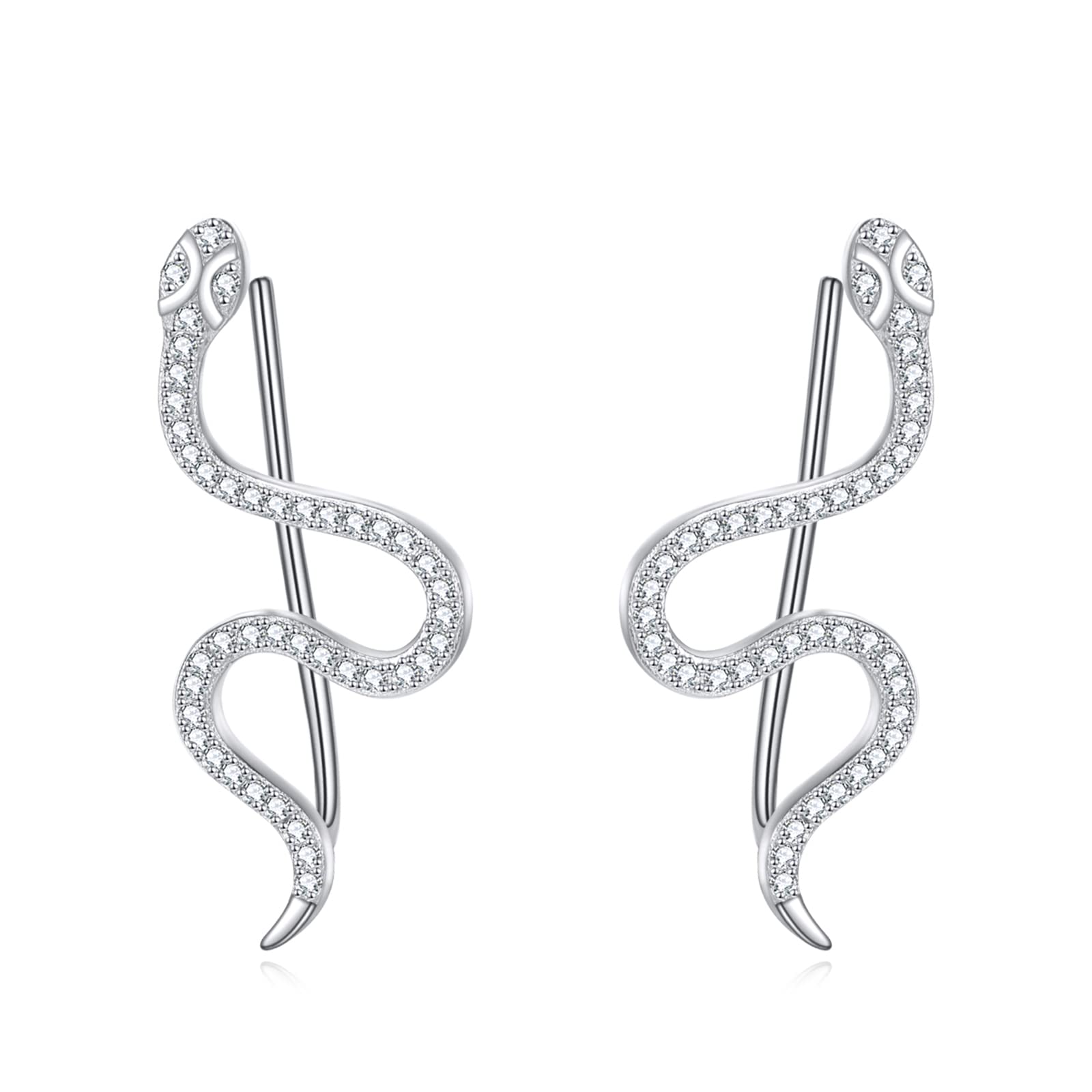 Snake Earrings 925 Sterling Silver Ear Crawler Climber Cuffs Earrings JewelryJewelry for Women