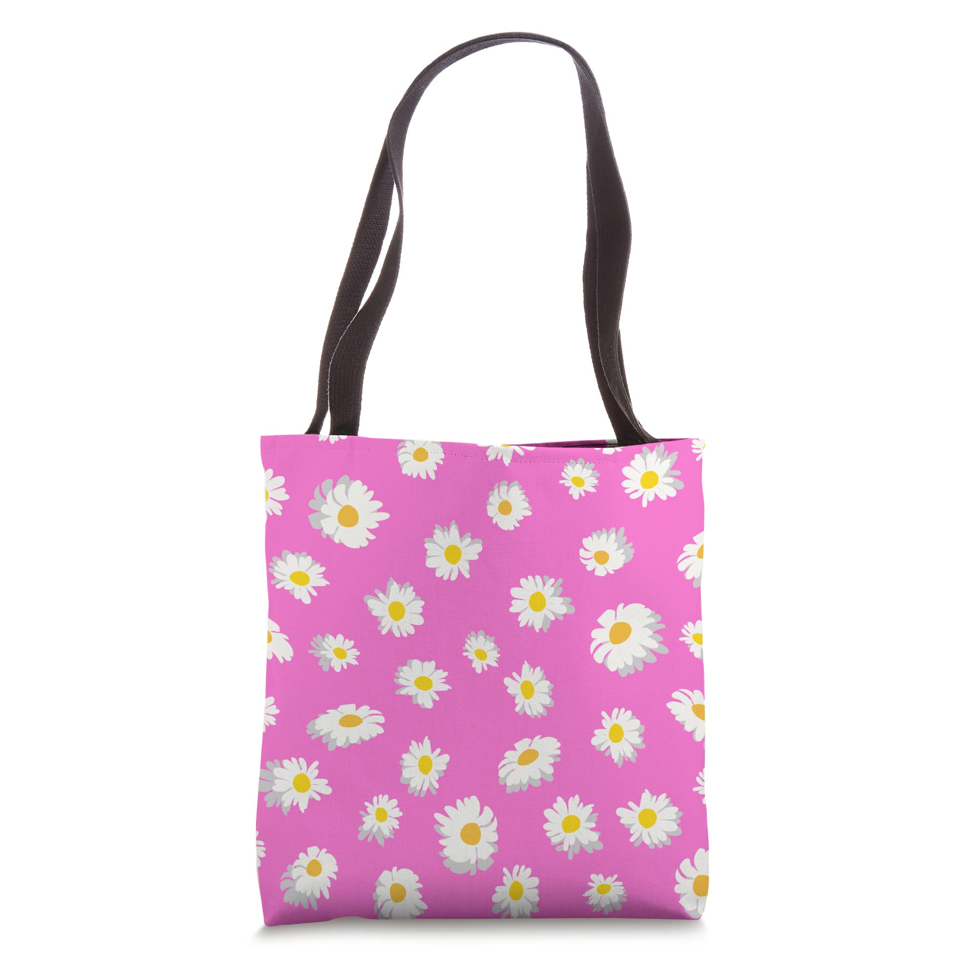 Daisy Flower Pattern on Pink Tote Bag