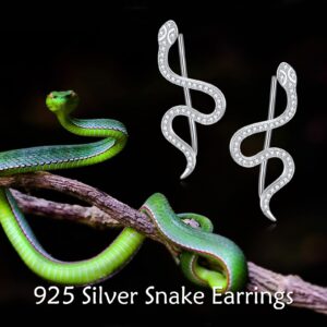 Snake Earrings 925 Sterling Silver Ear Crawler Climber Cuffs Earrings JewelryJewelry for Women