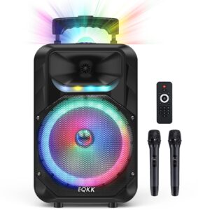 portable karaoke machine for adults and kids with 2 wireless microphones new 10" subwoofer pa machines bluetooth 5.0 karaoke speaker system with dj light for outdoor party