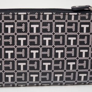 Tommy Hilfiger Women's Black White Logo Printed Medium Wristlet Wallet Clutch Bag