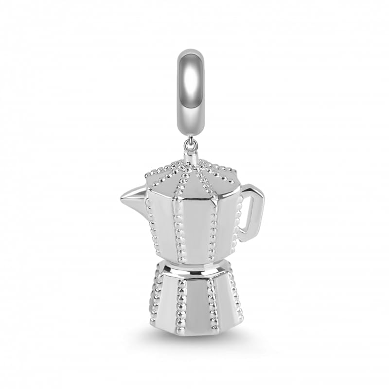 Coffee Pot Charm 925 Sterling Coffee Design Silver Birthday Mothers Day Mother Gifts Fit For Bracelet