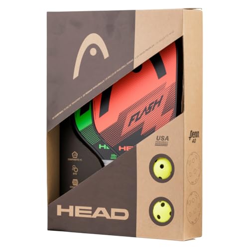 HEAD Flash Pickleball Pack - 2 Approved Paddles, 2 Outdoor Balls, Carry Sack