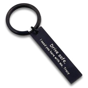 personalized quality black brushed stainless steel keychain