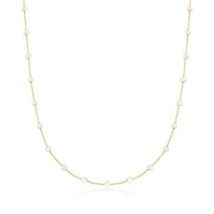 rs pure by ross-simons 3-3.5mm cultured pearl station necklace in 14kt yellow gold. 16 inches