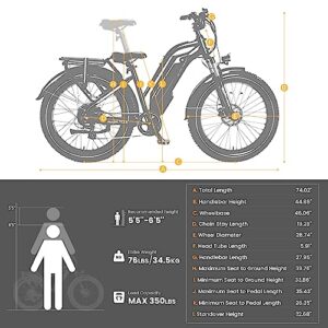 MAGICYCLE 750W Electric Bike for Adults 7 Speeds E Bike 26'' Fat Tire Electric Bike 52V 20AH 28 Mph Step-Thru Electric Mountain Bike Up to 80 Miles - Pearl White