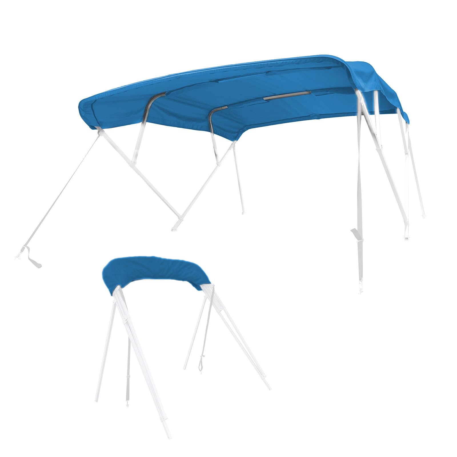 SavvyCraft 4 Bow Bimini Top Replacement Cover 10 Feet Long, Durable Marine Grade Canvas Sun Shade Boat Canopy, Easy Install Zipper Sleeves, 4 Bow 120 inches Long, 97-103 inches Wide, Blue Color