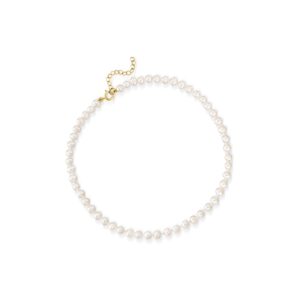 rs pure by ross-simons 4-4.5mm cultured pearl anklet with 14kt yellow gold. 9 inches