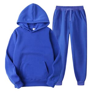 men's tracksuits,2 piece athletic hoodie tracksuit set activewear solid sweatshirt sweatpant sports set for men sweatsuit(blue,medium)