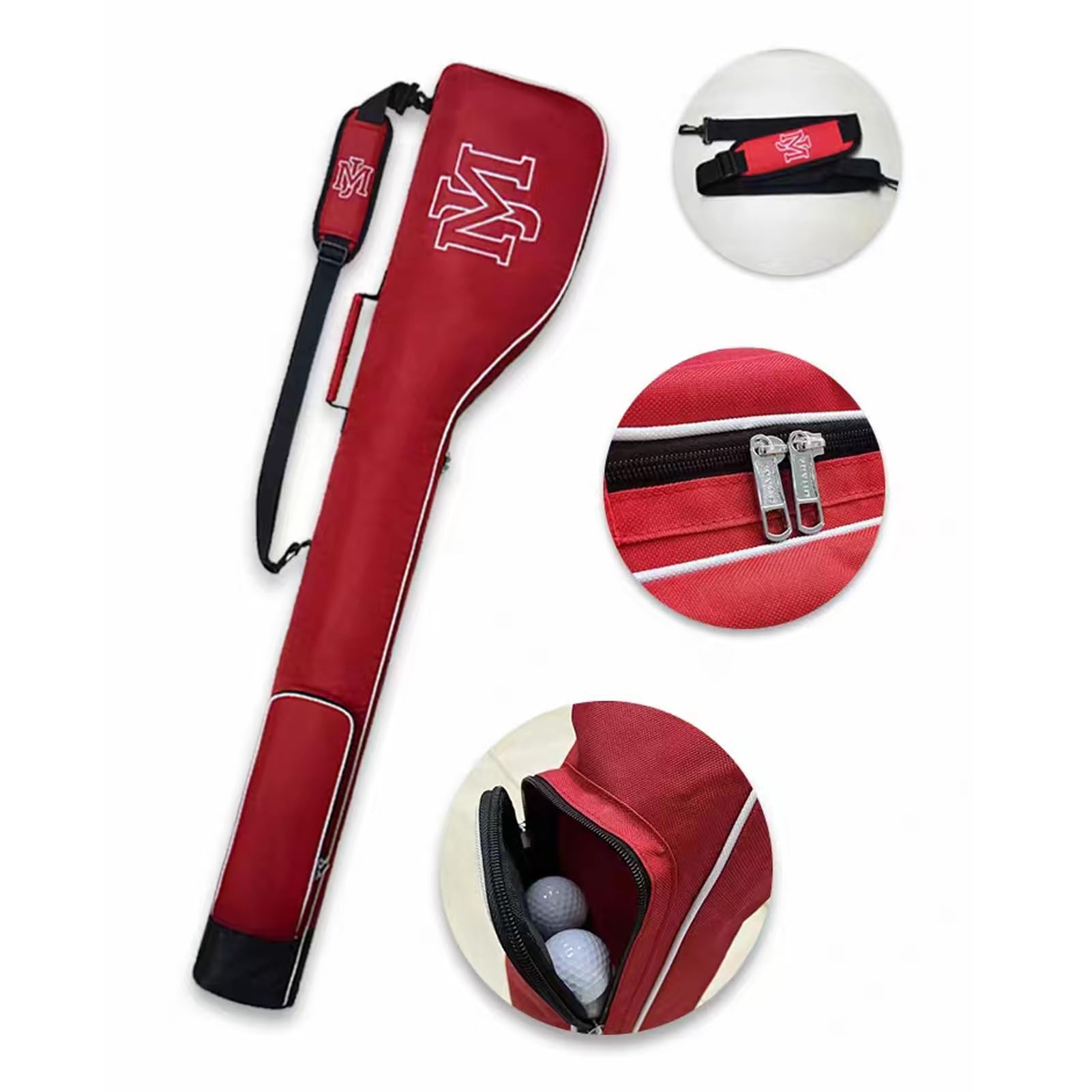 MJ Small Golf Bag for a Few Clubs Golf Foldable Carry Bag Lightweight Golf Sunday Bag, Soft Golf Pencil Bag Portable Golf Bag…(Red)