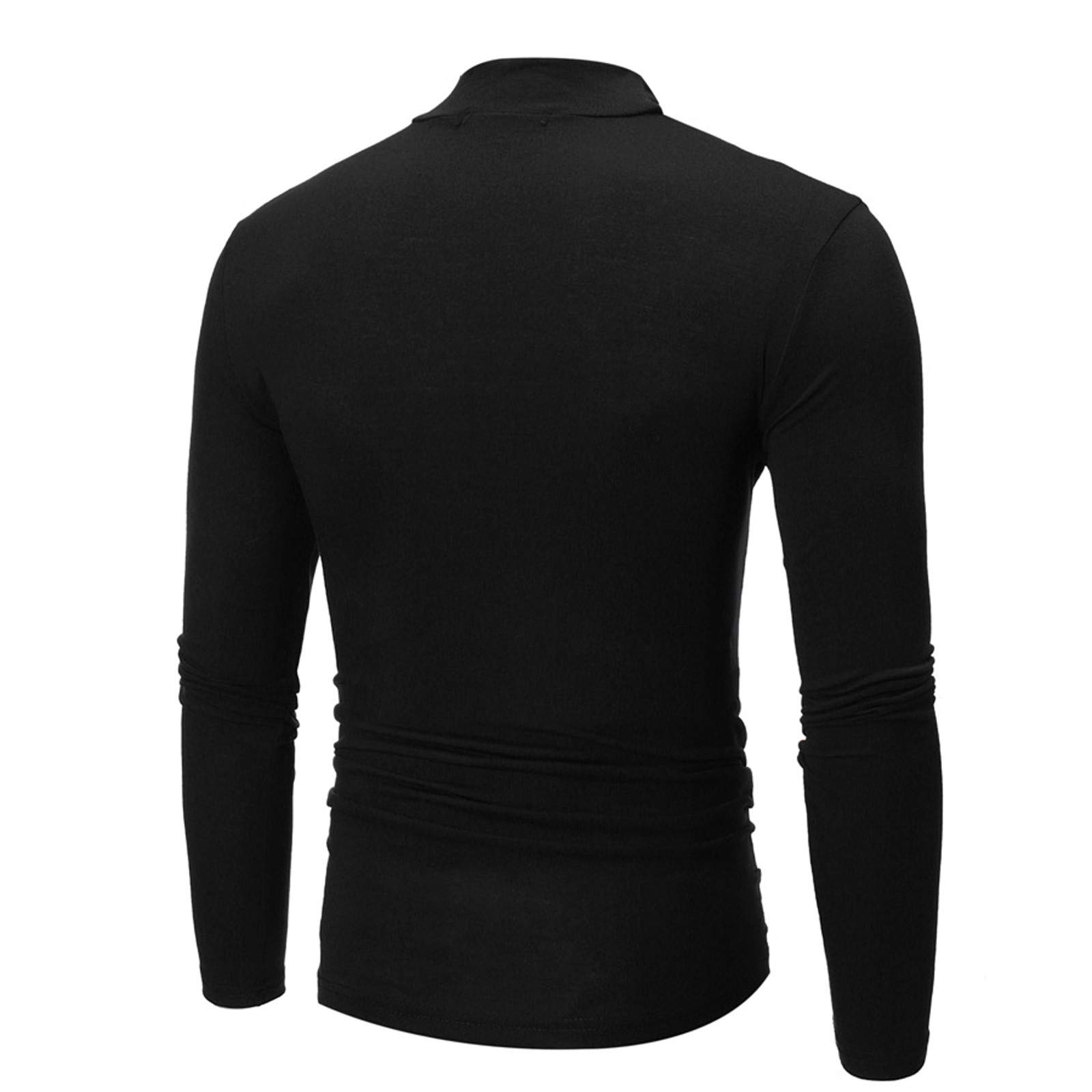 Mens Half Turtleneck Long Sleeve Pullover Basic Designed Undershirt Stretch Slim Fit Sweaters Fall Winter(Black,Large)