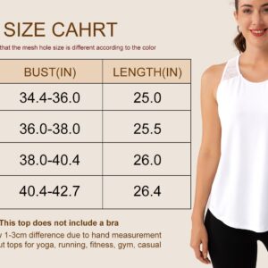 Aeuui Womens Workout Tops Mesh Racerback Tank Tops Sleeveless Yoga Athletic Running Shirts Gym Clothes for Women White