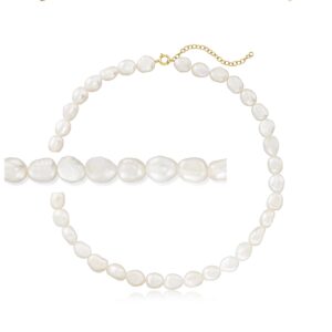 ross-simons 6-9mm cultured baroque pearl choker necklace with 14kt yellow gold. 14 inches