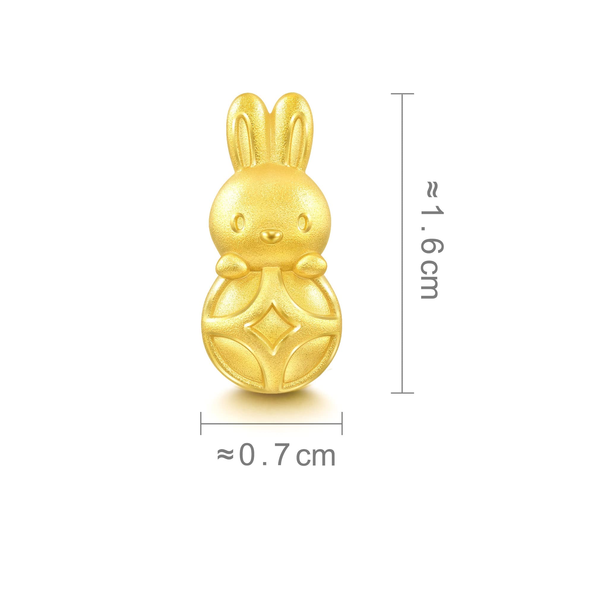 CHOW SANG SANG 999 24K Solid Gold Mini Charm Lucky Rabbit Charm Bracelet for Women 93680C