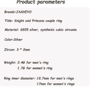 JASXEYO wedding ring sets for him and her，promise rings for couples，promise rings for her，matching rings for couples，dainty rings，Adjustable Princess and Knight Rings Set His and Hers (women's)