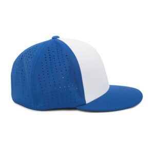 Pacific Headwear Standard Perforated F3 Performance Flexfit Cap, White/Royal/Royal