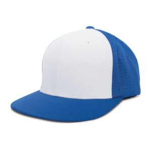 pacific headwear standard perforated f3 performance flexfit cap, white/royal/royal