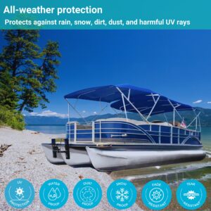 SavvyCraft 4 Bow Bimini Top Replacement Cover 10 Feet Long, Durable Marine Grade Canvas Sun Shade Boat Canopy, Easy Install Zipper Sleeves, 4 Bow 120 inches Long, 97-103 inches Wide, Blue Color