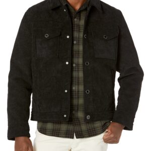 Karl Lagerfeld Paris Men's Trucker Jacket, Sherpa Lined Black, Small