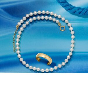 RS Pure by Ross-Simons 4-4.5mm Cultured Pearl Anklet With 14kt Yellow Gold. 9 inches