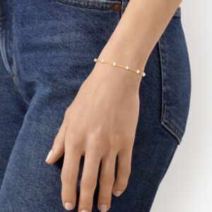 RS Pure by Ross-Simons 3-3.5mm Cultured Pearl Station Bracelet in 14kt Yellow Gold. 8 inches