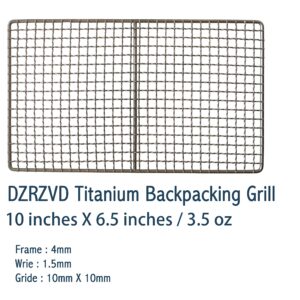 DZRZVD Mini Size Titanium Grill Grate for Backpacking Hiking Outdoor Camping Beach BBQ (Camping Fire Rated) - 10"X6.5"