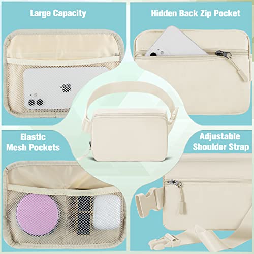 TDIFFUN Fanny Packs for Women Men, Fashion Waist Pack Small Belt Bag with Adjustable Strap for Running, Travel and Hiking, Cream