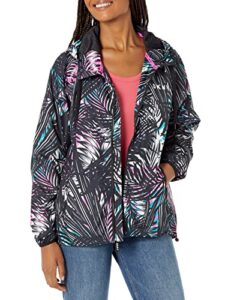 dkny women's sport tropic shade windbreaker jacket, pink print, medium