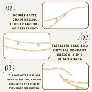 ELABEST Layered Waist Chain Crystal Gold Beads Belly Chain Beach Bikini Body Chains Accessories Jewelry for Women and Girls (39.4+7.8in（100+20cm）)