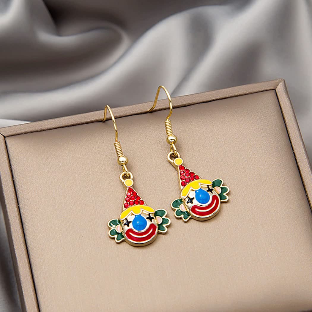 Funny Gifts Clown Earrings Circus Gifts Cute Clown Pendant Earrings Colorful Circus Stud Earrings Weird Earrings for Women