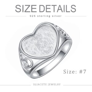 SLIACETE Custom Photo Ring 925 Sterling Silver Personalized Heart Picture Ring Jewelry Gift for Her Women Wife