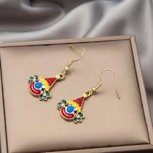 Funny Gifts Clown Earrings Circus Gifts Cute Clown Pendant Earrings Colorful Circus Stud Earrings Weird Earrings for Women