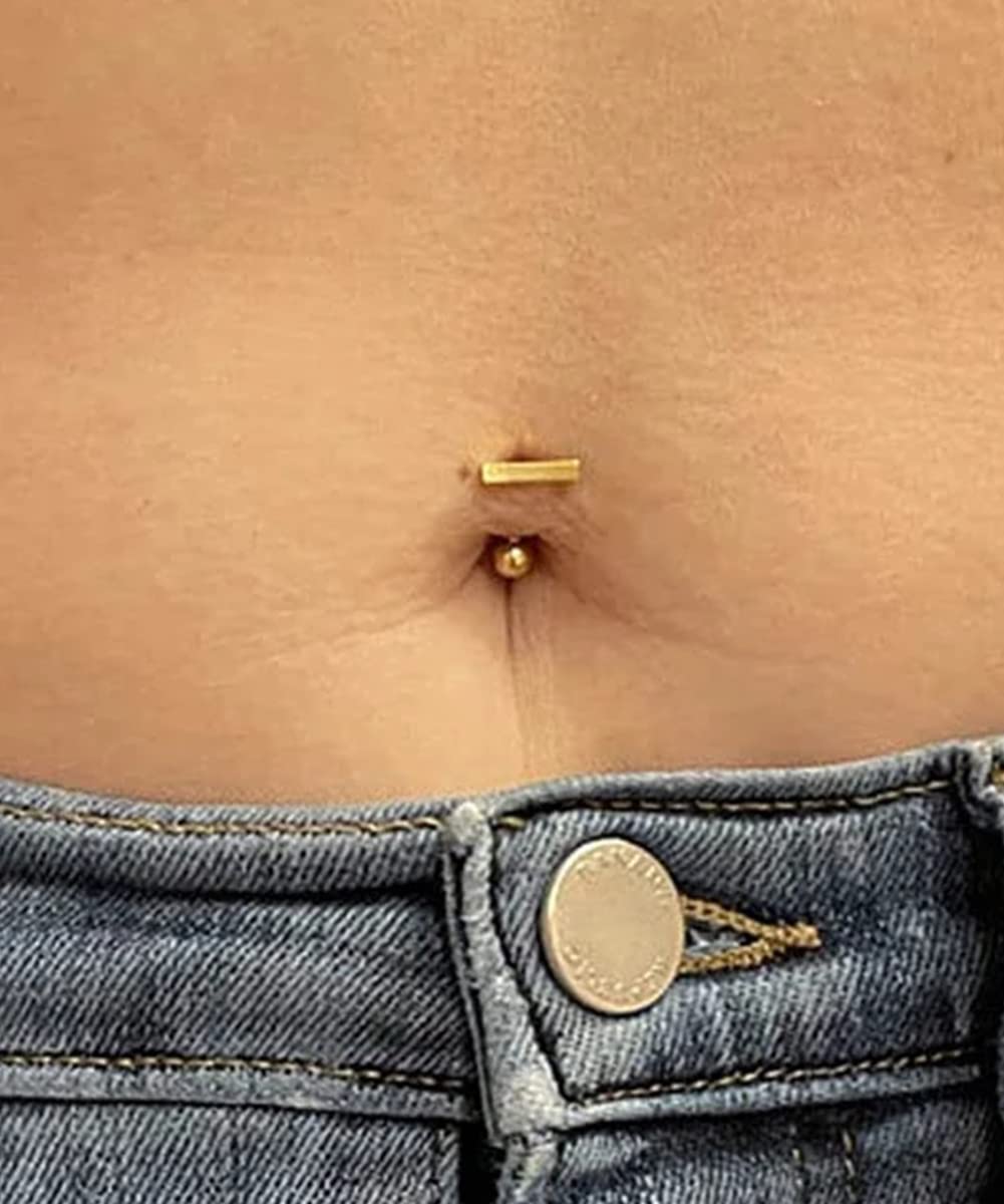 MODRSA Small Belly Button Ring Small Navel Ring Tiny Belly Button Ring Clicker Belly Button ring Petite Belly Ring Simple Gold