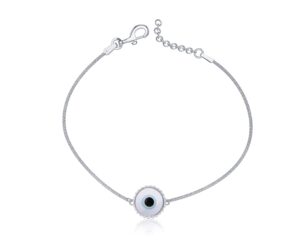 blingoz evil eye 925 silver plated bracelet for luck and protection (8 mm coin bracelets)