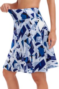 koralhy skorts skirts for women with pockets, long tennis skirts athletic skirts golf long dressy skorts skirts blue geometry large