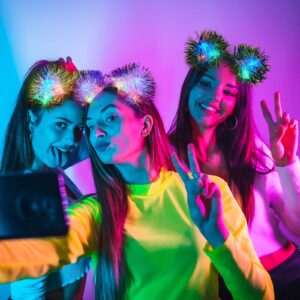 Juexica 16 Pieces Light up Cat Ears Headband with Color Change Light up Headband LED Cat Headband Rave Hair Accessories for Women & Girls, Multicolor