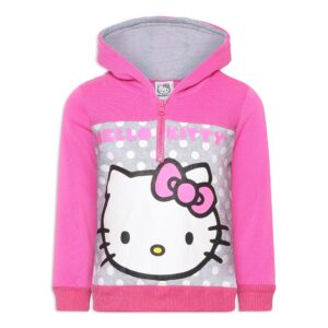 hello kitty sanrio girls half zip up hoodie for toddlers, little and big girls pink