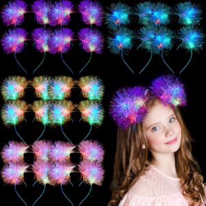 juexica 16 pieces light up cat ears headband with color change light up headband led cat headband rave hair accessories for women & girls, multicolor