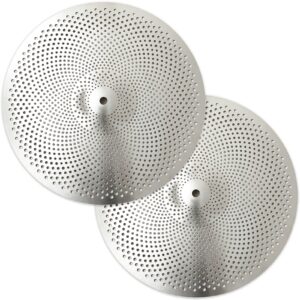 low volume hi hat cymbals, 13 inches practice hi hat cymbal pair, quiet hihat cymbals (13'', silver)