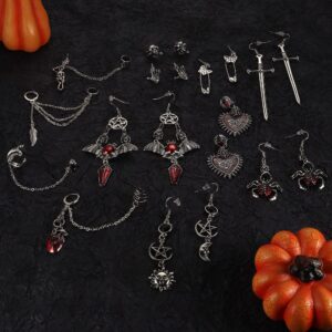 Sanfenly Gothic Punk Vintage Earrings Set Dangle Chain Earrings, Metal, Cubic Zirconia