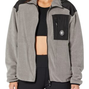 DKNY Women's Sport Full Zip Hybrid Polar Fleece Jacket, Steel, Medium