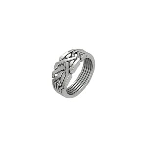 OFLIUM Olympic 5 Band Handmade Turkish Puzzle ring 925 Sterling Silver five pieces wrapped interlocking Knott inspired stacking Ladies men Stacking elegance Unique ring Puzzle ring SILVER (10)