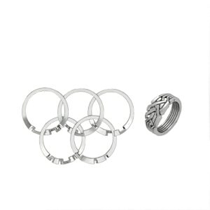 OFLIUM Olympic 5 Band Handmade Turkish Puzzle ring 925 Sterling Silver five pieces wrapped interlocking Knott inspired stacking Ladies men Stacking elegance Unique ring Puzzle ring SILVER (10)