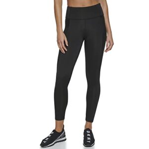 dkny women's sport tummy control workout yoga leggings, black, medium